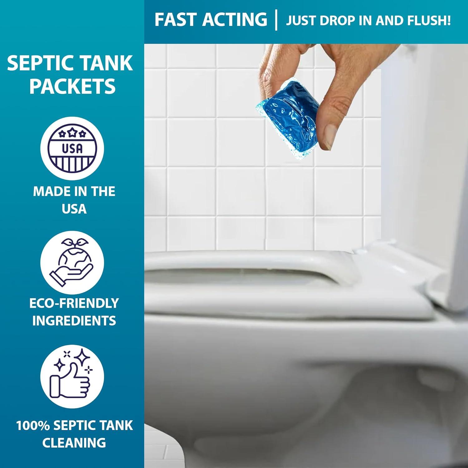 Septic Tank Treatment Packets - 6 Biodegradable Flush Packs | 6 Month ...