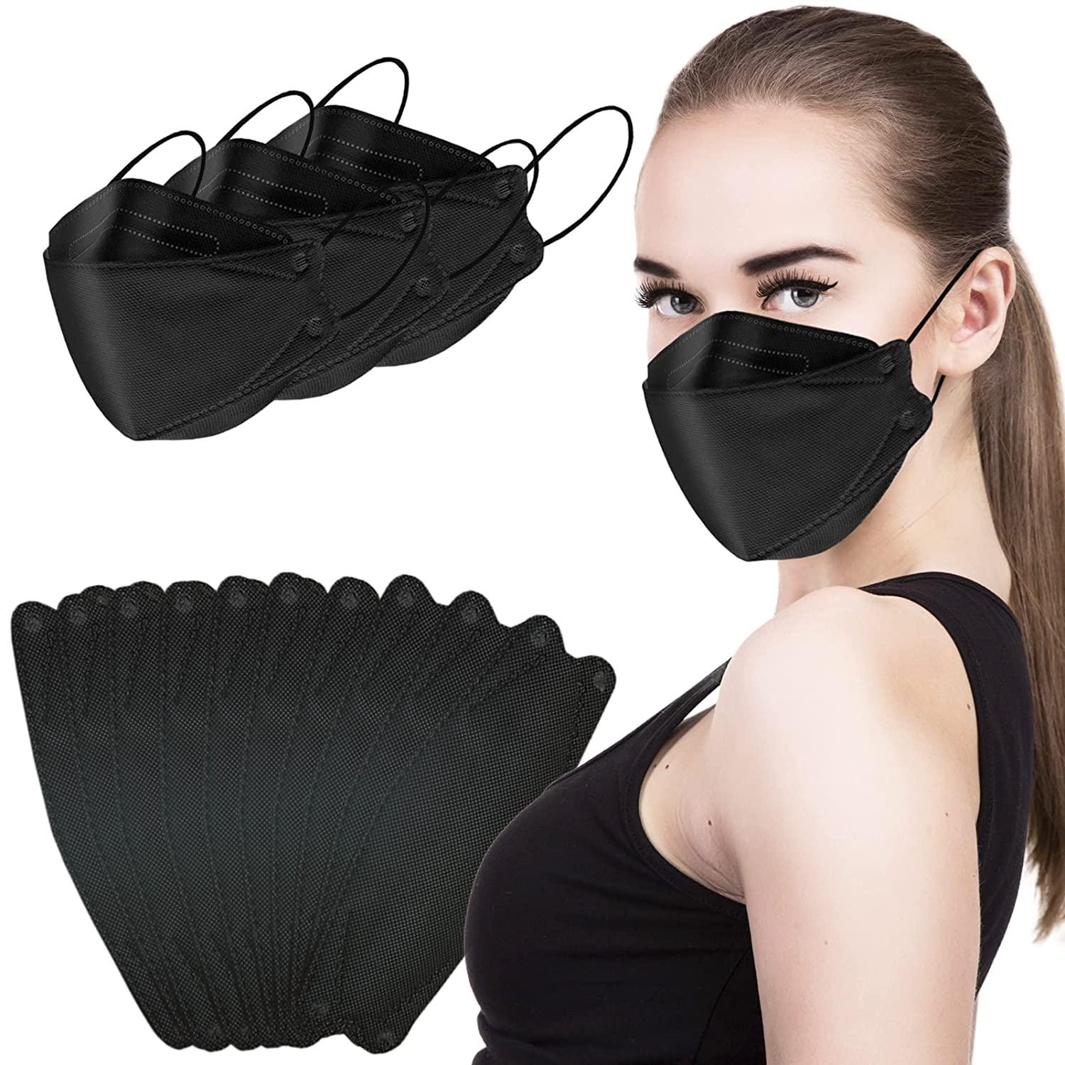 50Pcs Black KF94 Disposable Face Masks - 4-Layer Safety Face Mask, 50 ...