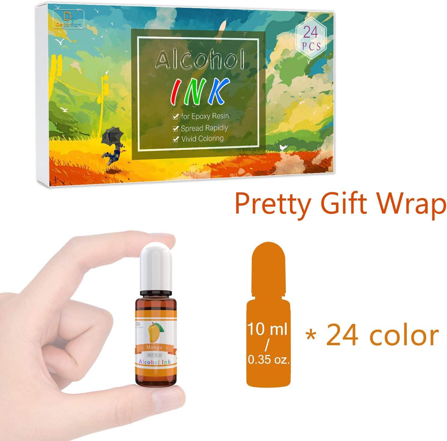 24 Vibrant Alcohol Ink Colors for Resin Art & Painting - 10ml Bottles ...