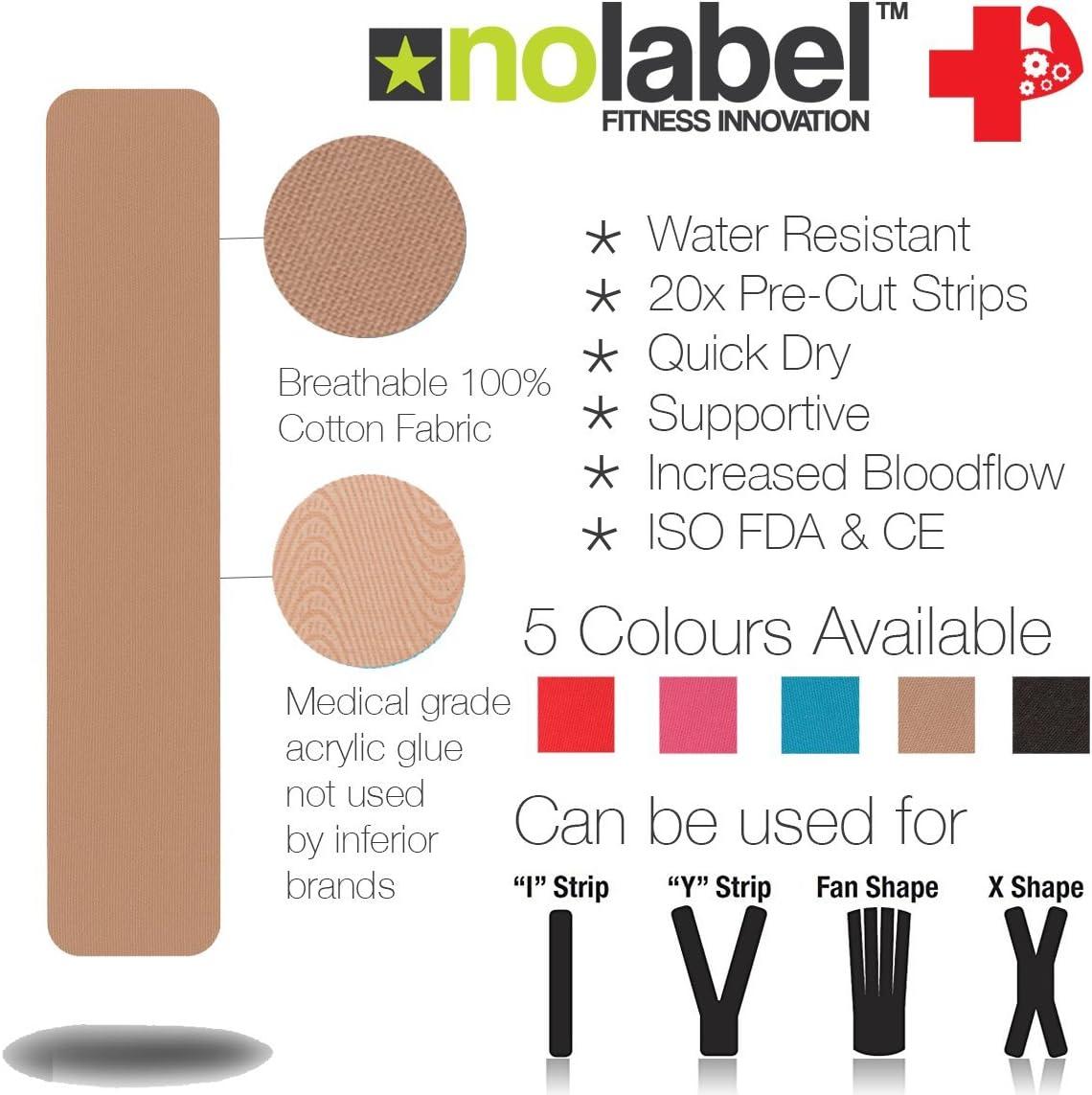 Beige Pre-Cut Kinesiology Tape - 5m Roll for Muscle Recovery - 2 Rolls ...