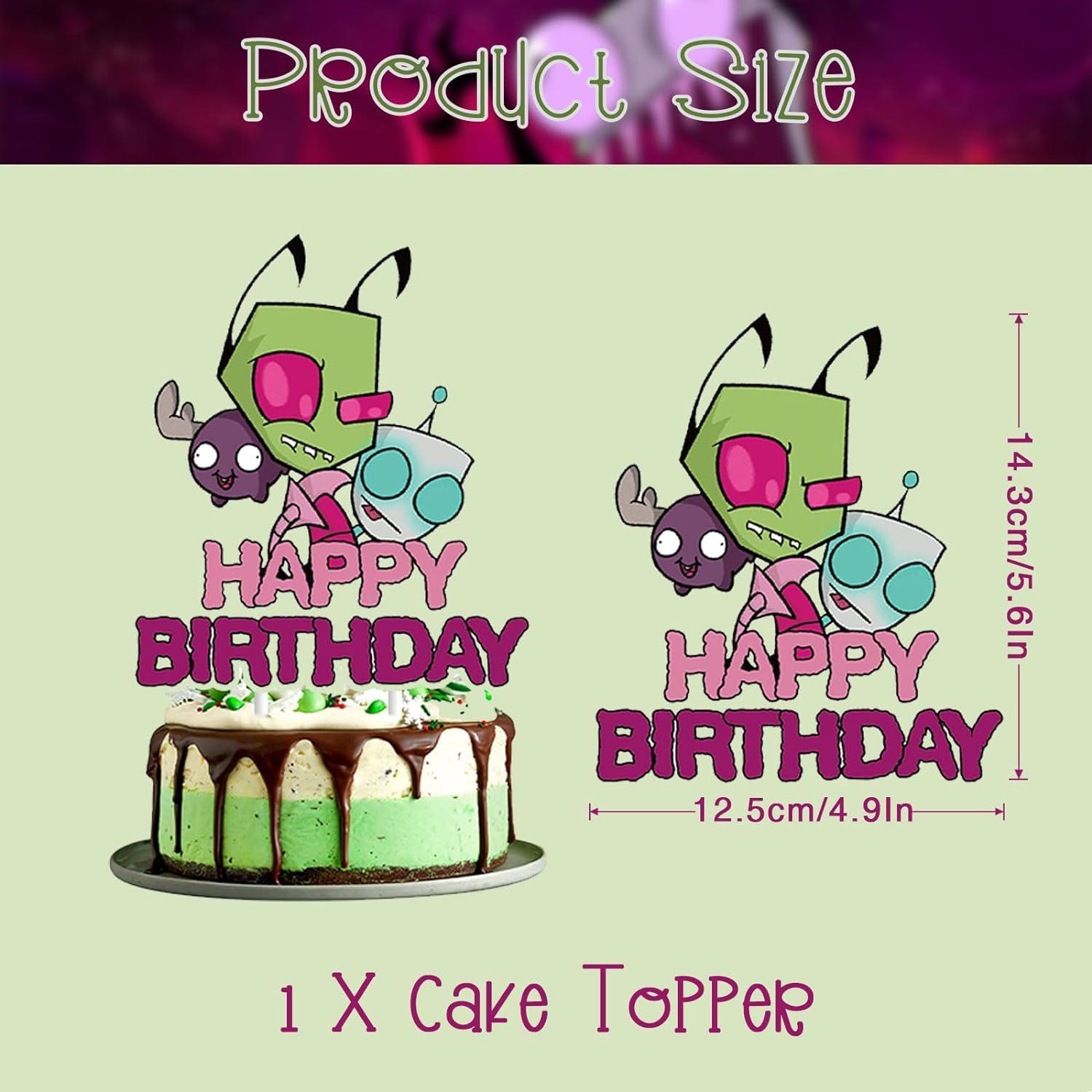 25pcs Invader ZIM Birthday Decorations Invader ZIM Cupcake Toppers ...