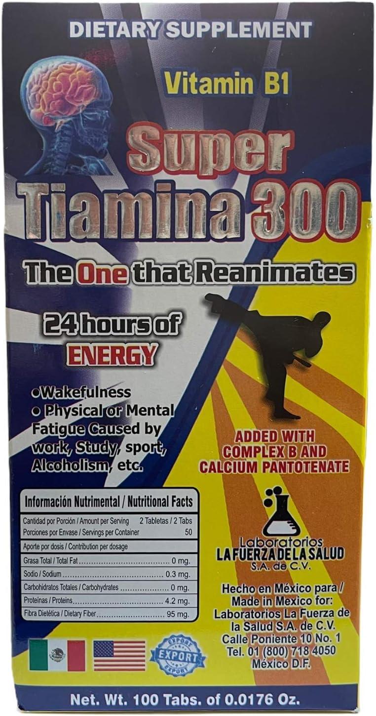 Super TIAMINA 300 - High Energy Formula with Vitamin B1 | 24-Hour Boost ...