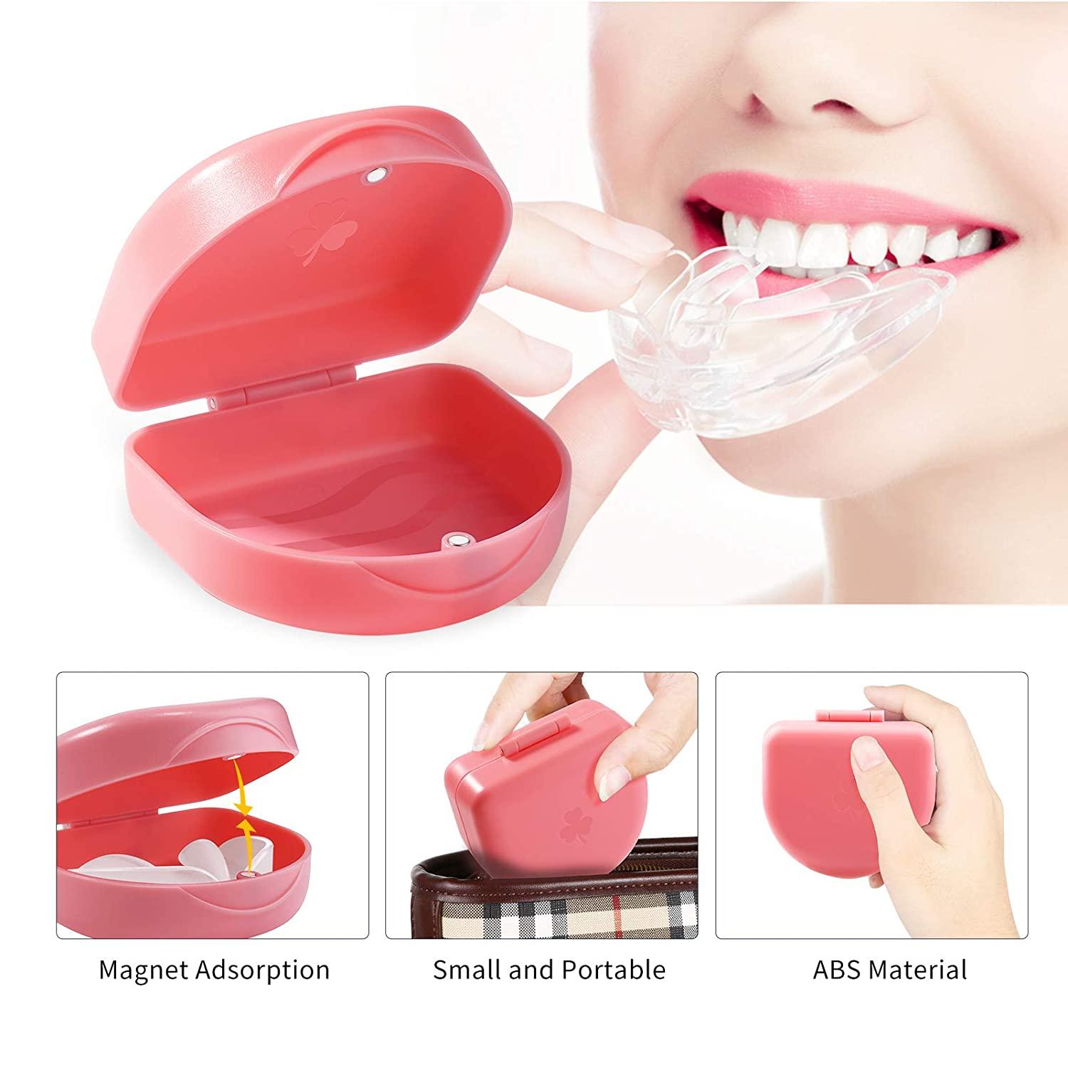 2 Pack Pink Orthodontic Retainer Case Set - Solid Retainer Holder | Buy ...