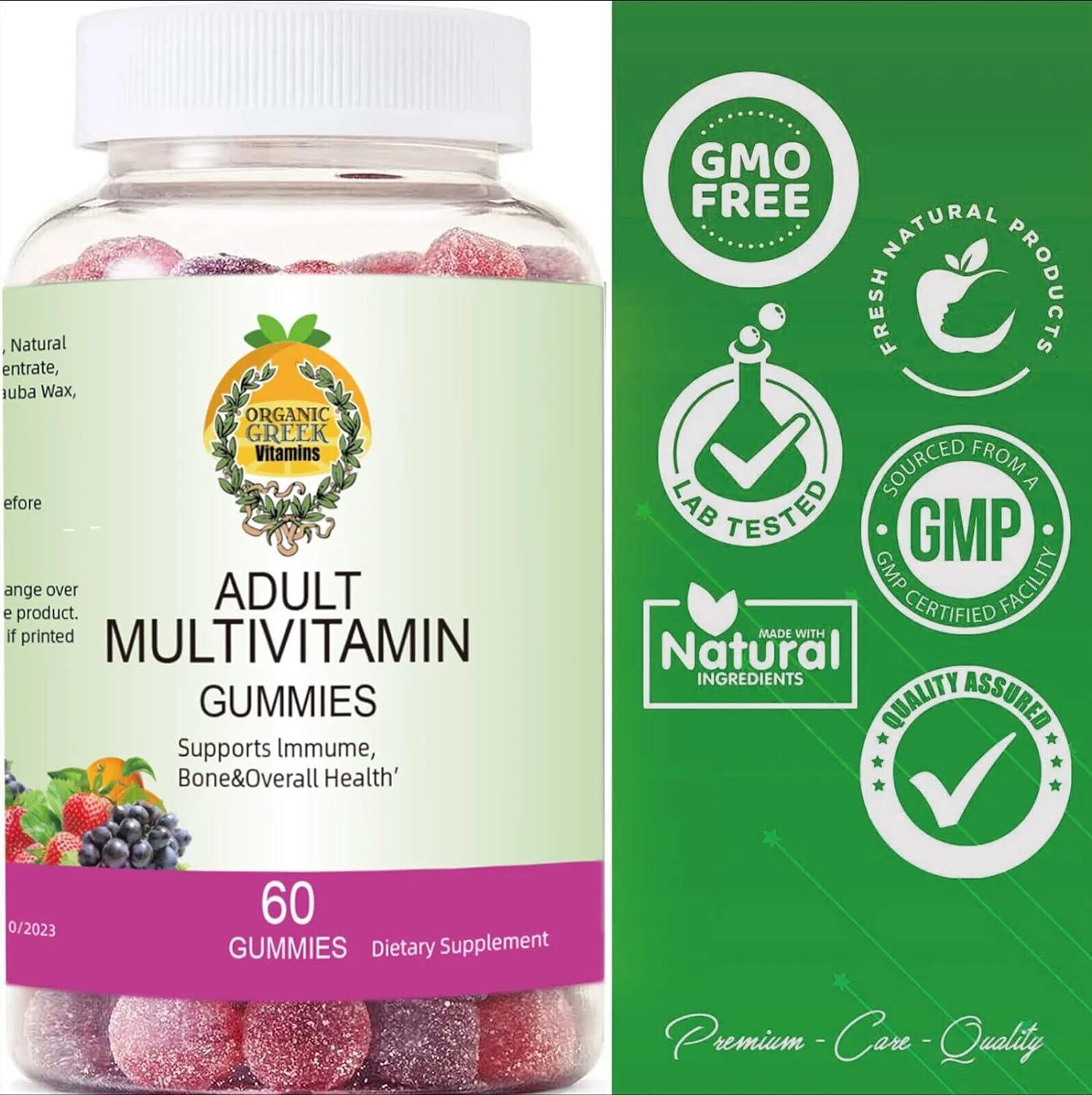 Organic Greek Multivitamin Gummies for Men & Women | Vitamin A C D E ...