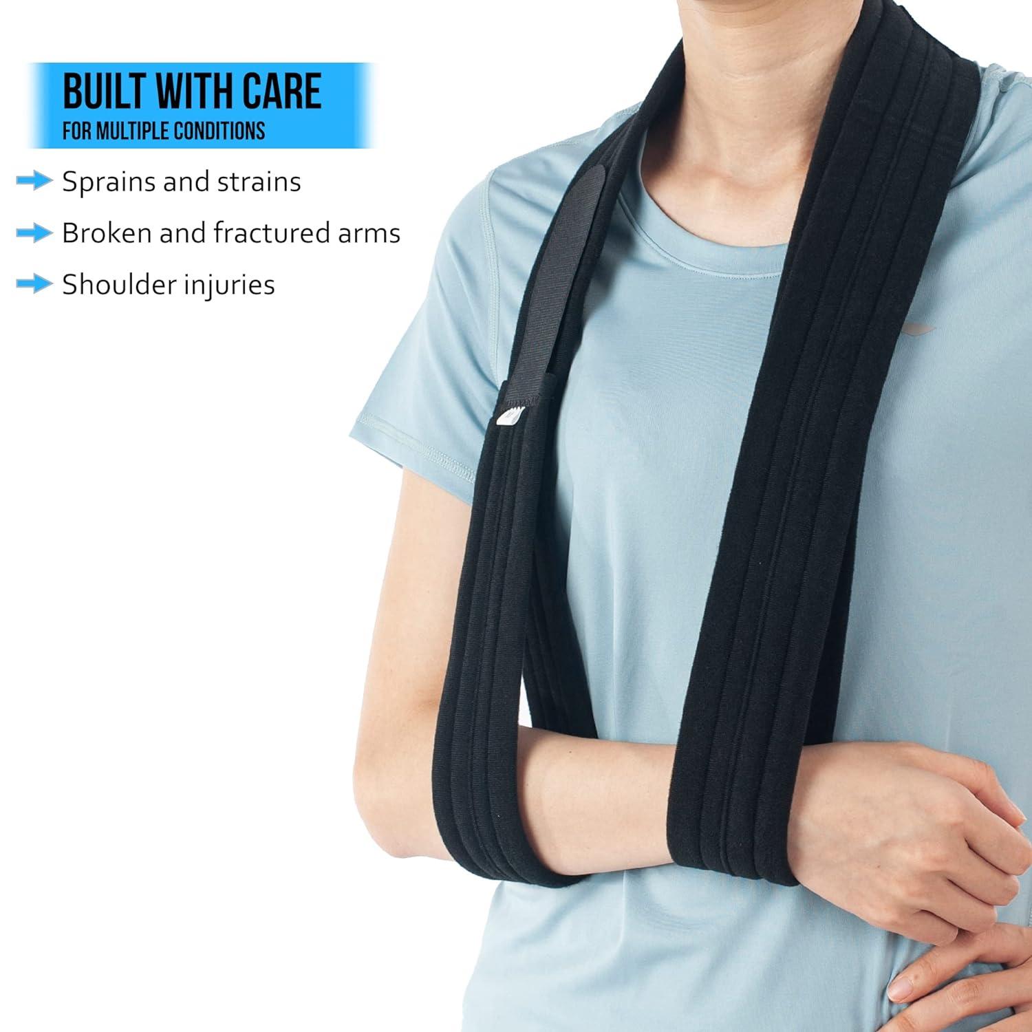 360 RELIEF Adjustable Arm Sling Neck Support - Small Black for Men and ...