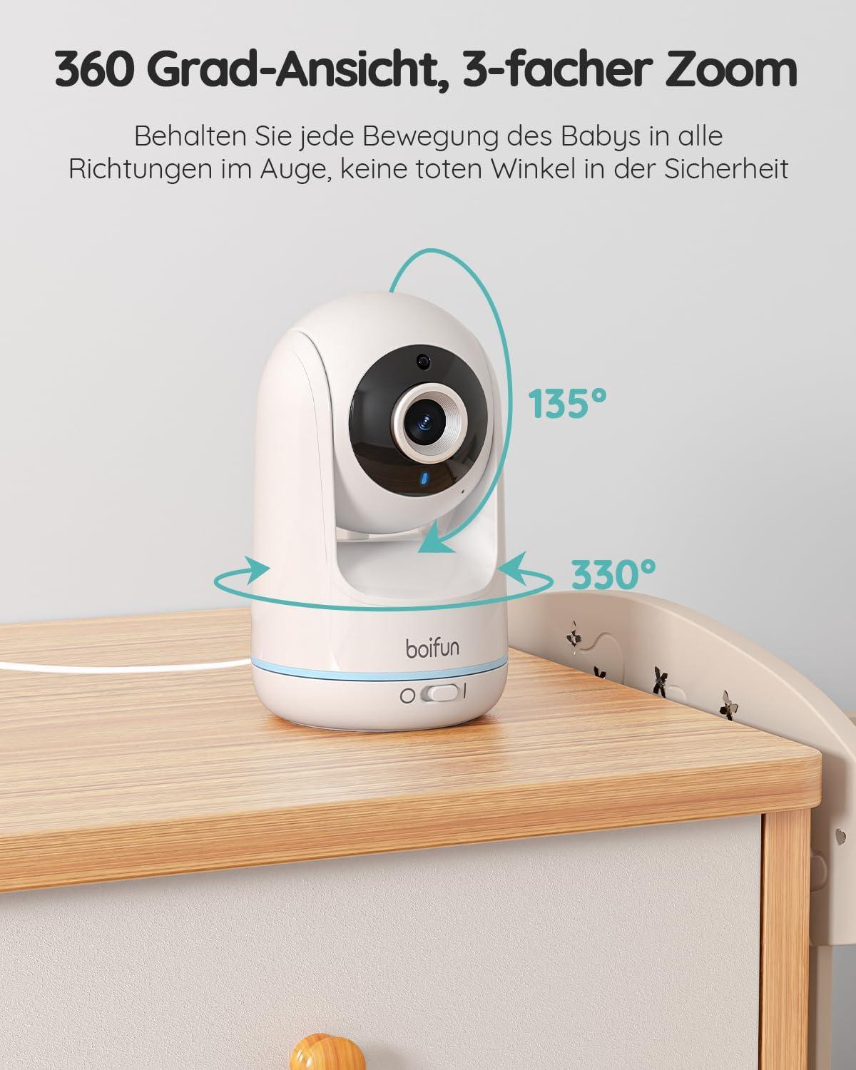 Boifun Baby Monitor 2024 - 5 HD Camera 360 View Night Vision Two-Way ...
