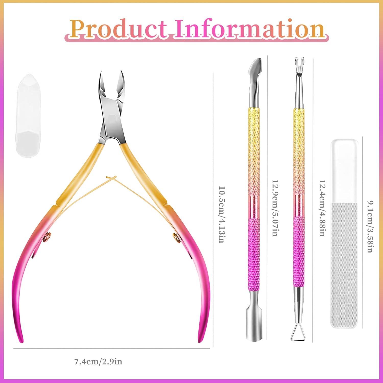 Gold Pink Cuticle Trimmer Set - Nail Scraper, Dead Skin Clipper ...