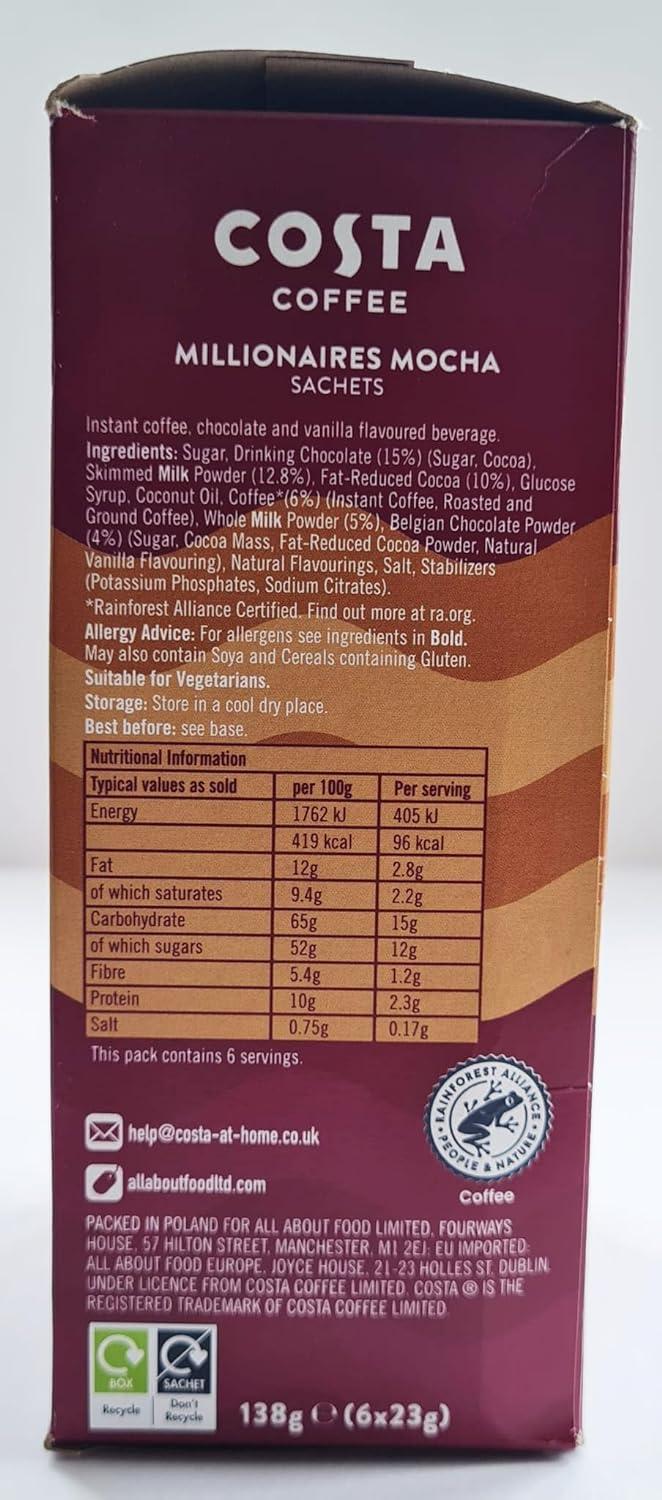 Costa Coffee Millionaires Mocha 6 Satchets x 17g (5 Pack) | Buy Now ...