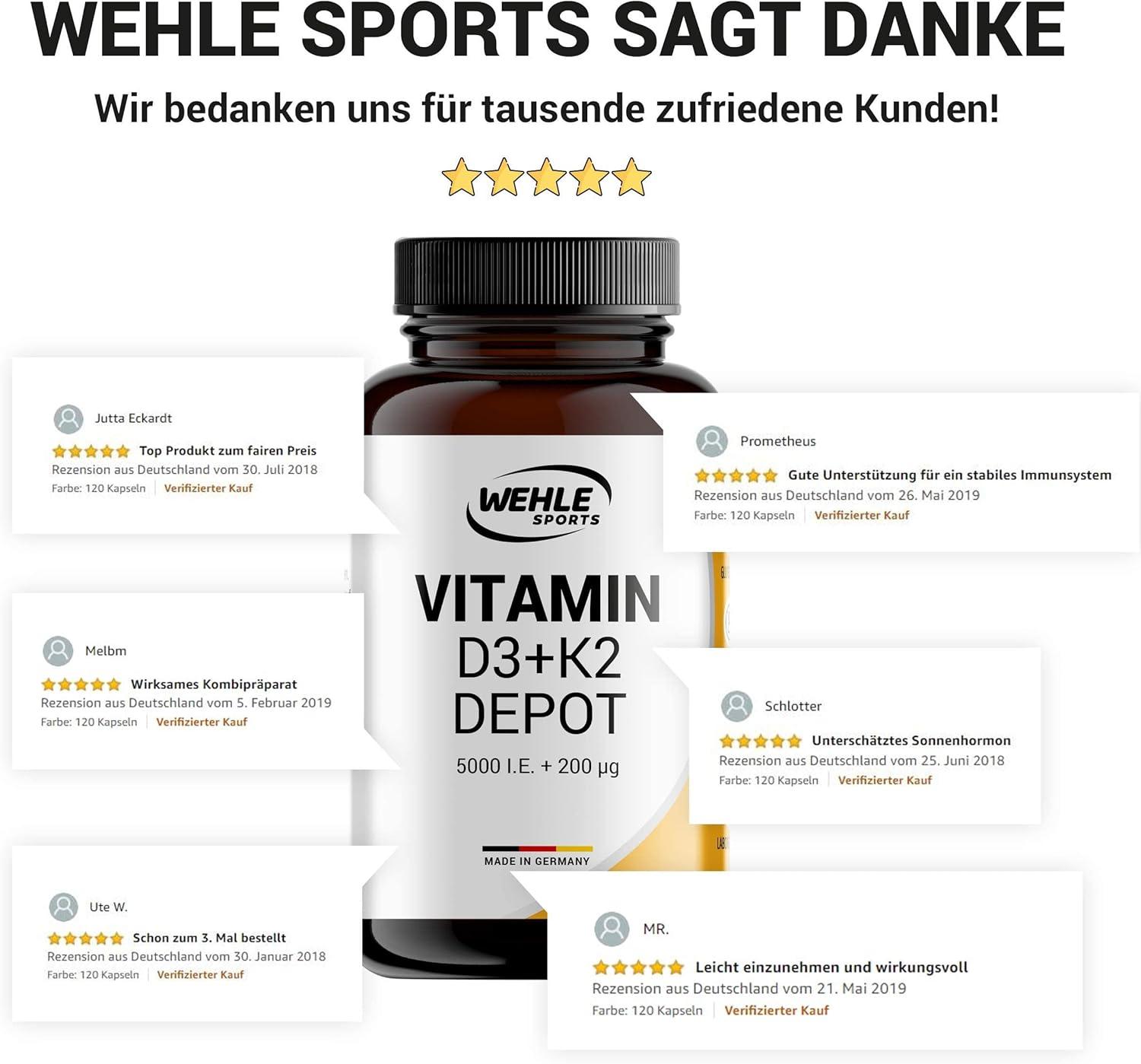 Vitamin D3 K2 Depot - 240 Capsules (5000 IU Vitamin D3 + 200 mcg K2 MK7 ...