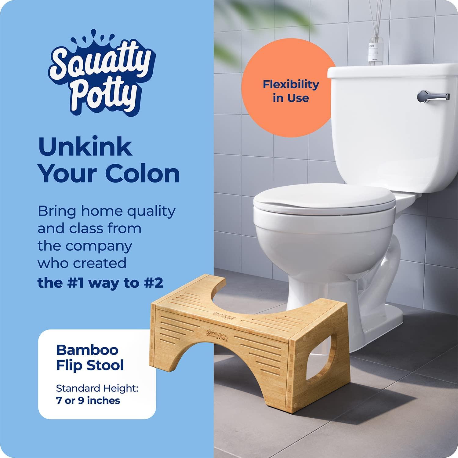 Squatty Potty Bamboo Flip Toilet Stool - Original Design, 7 & 9 Inch ...