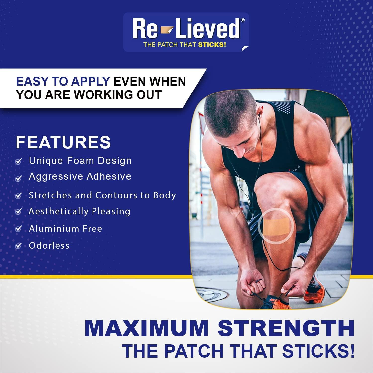 Re-Lieved 4% Lidocaine Max Strength Patches - USA Made, Water Resistant ...