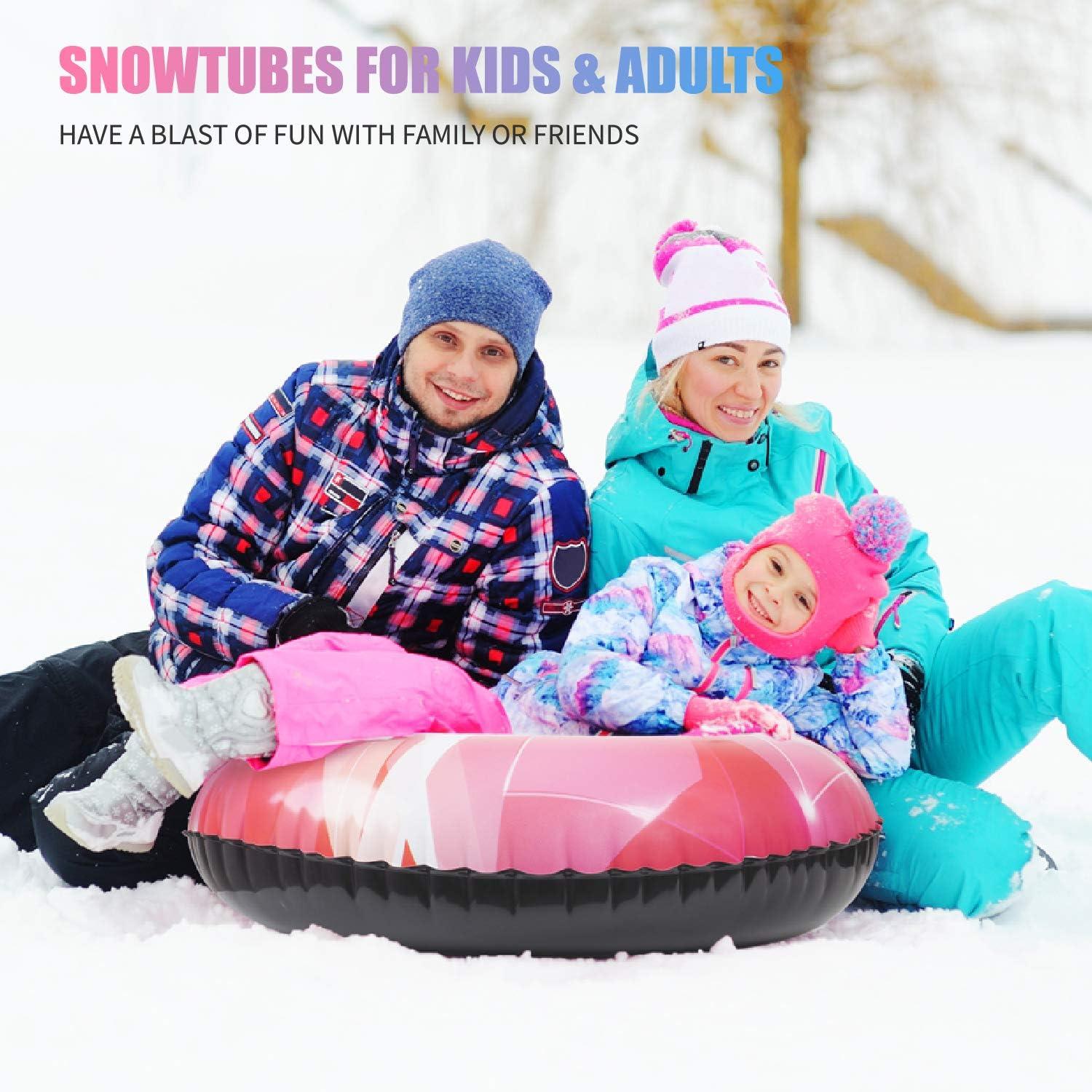 CALO 34 Heavy Duty Snow Tube Sled for Kids and Adults - Big Inflatable ...
