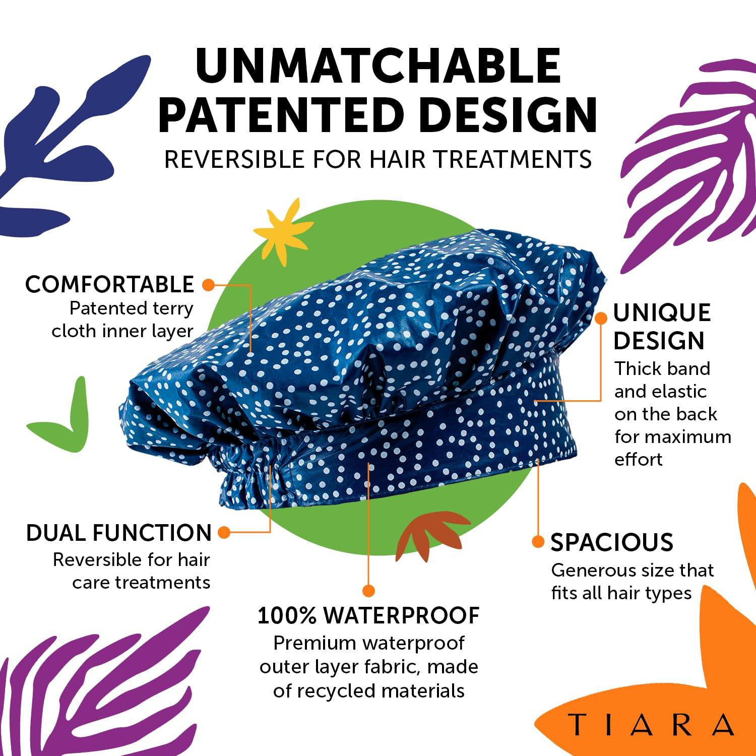 TIARA Luxury Shower Cap for Women | Terry Lined | Leak-Free ...