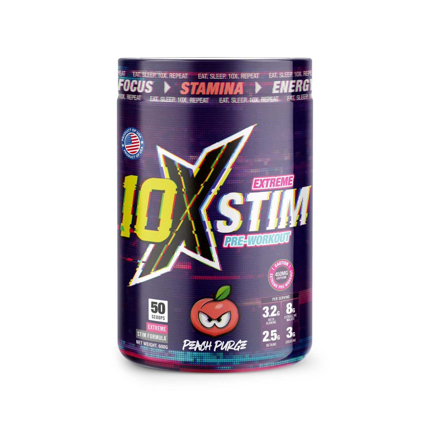 10X Athletic Stim Pre Workout 600g - Sugar Free Vegan Formula with Beta ...