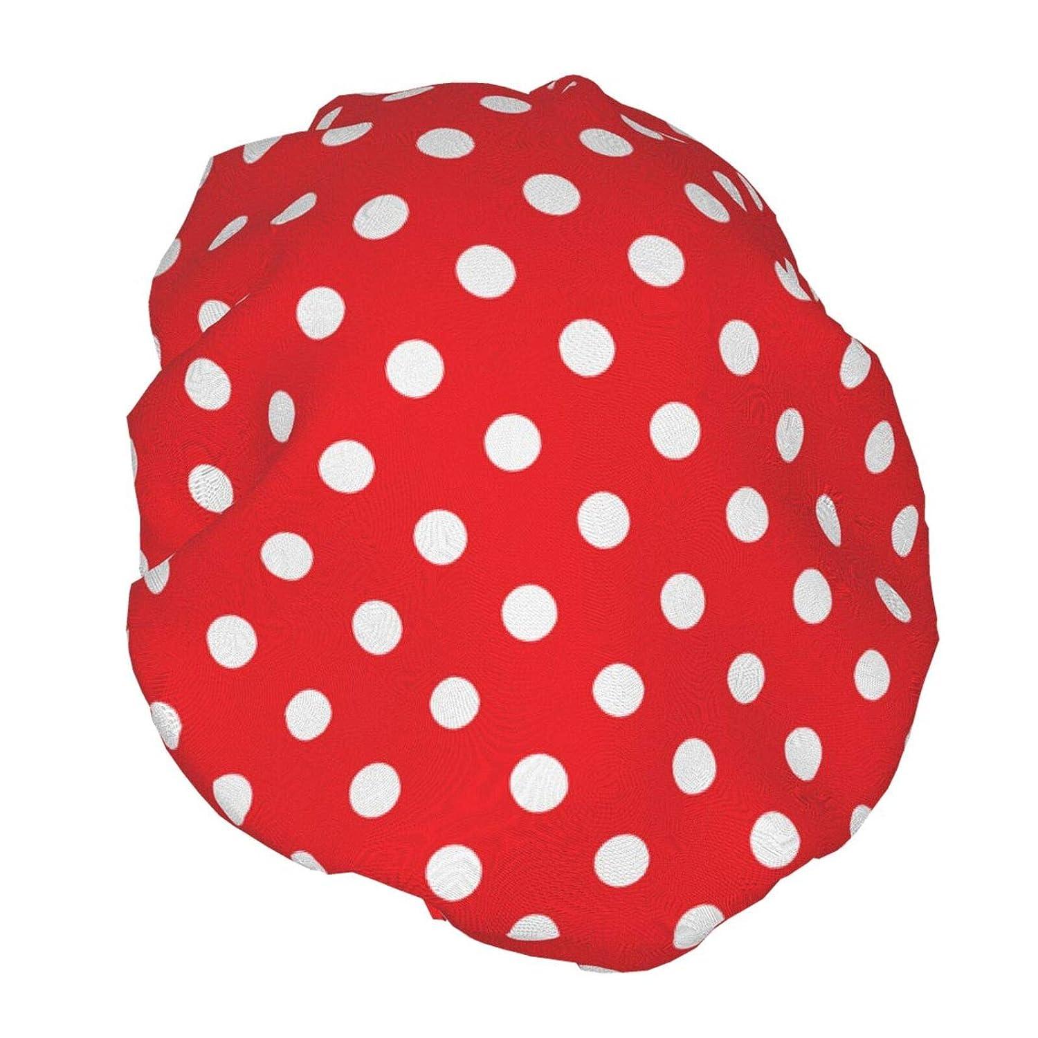 Red White Polka Dot Shower Cap | Double Layer Bath Cap | Adjustable ...