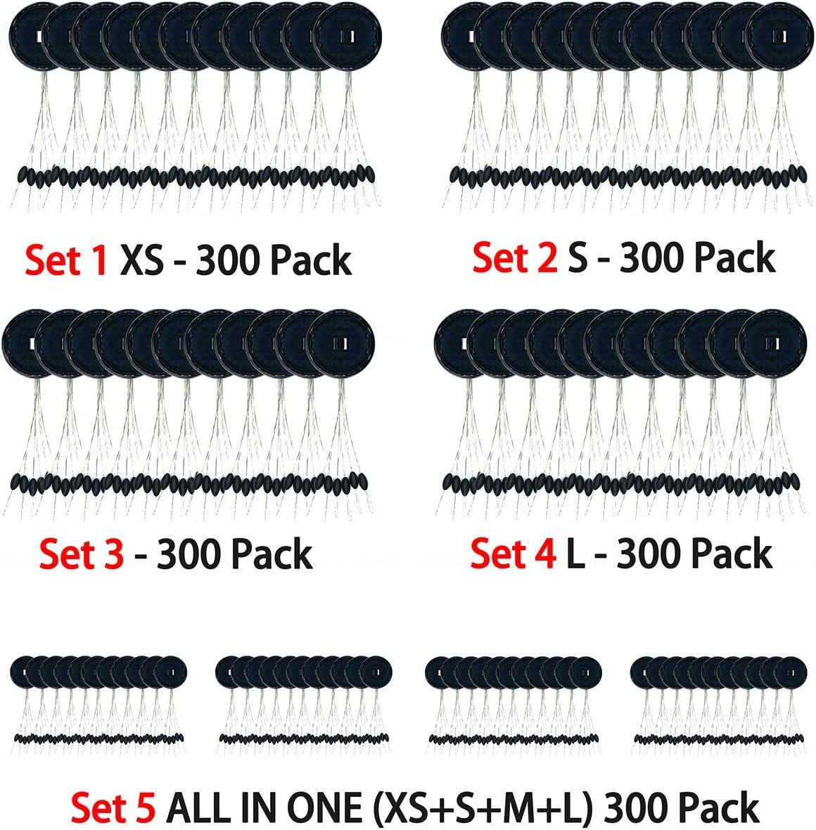 YOTO 300pc Rubber Bobber Stops: 6-in-1 Float Sinker Stopper Set ...