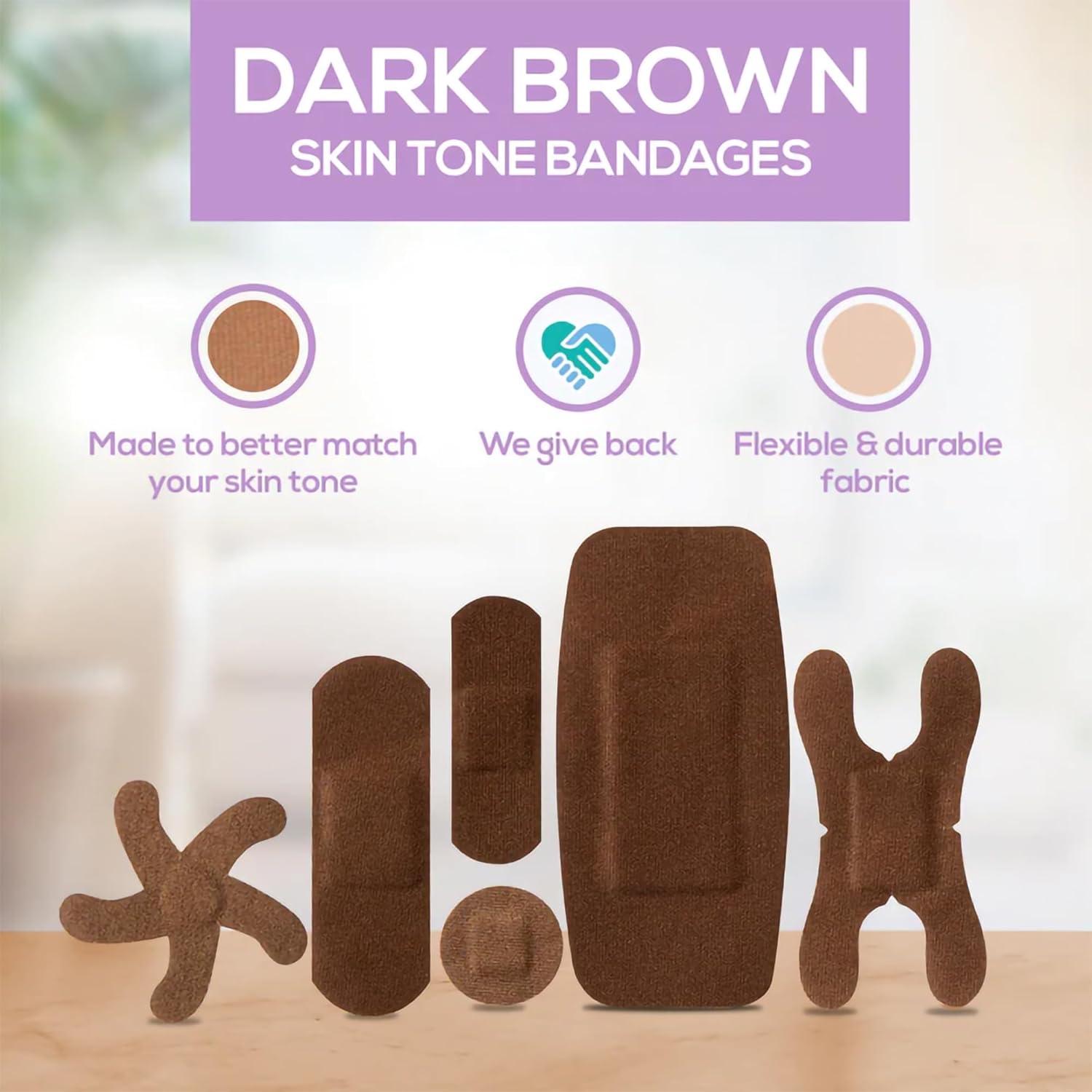Skin Tone Bandages Variety Pack - Flexible Fabric Adhesive Strips for ...