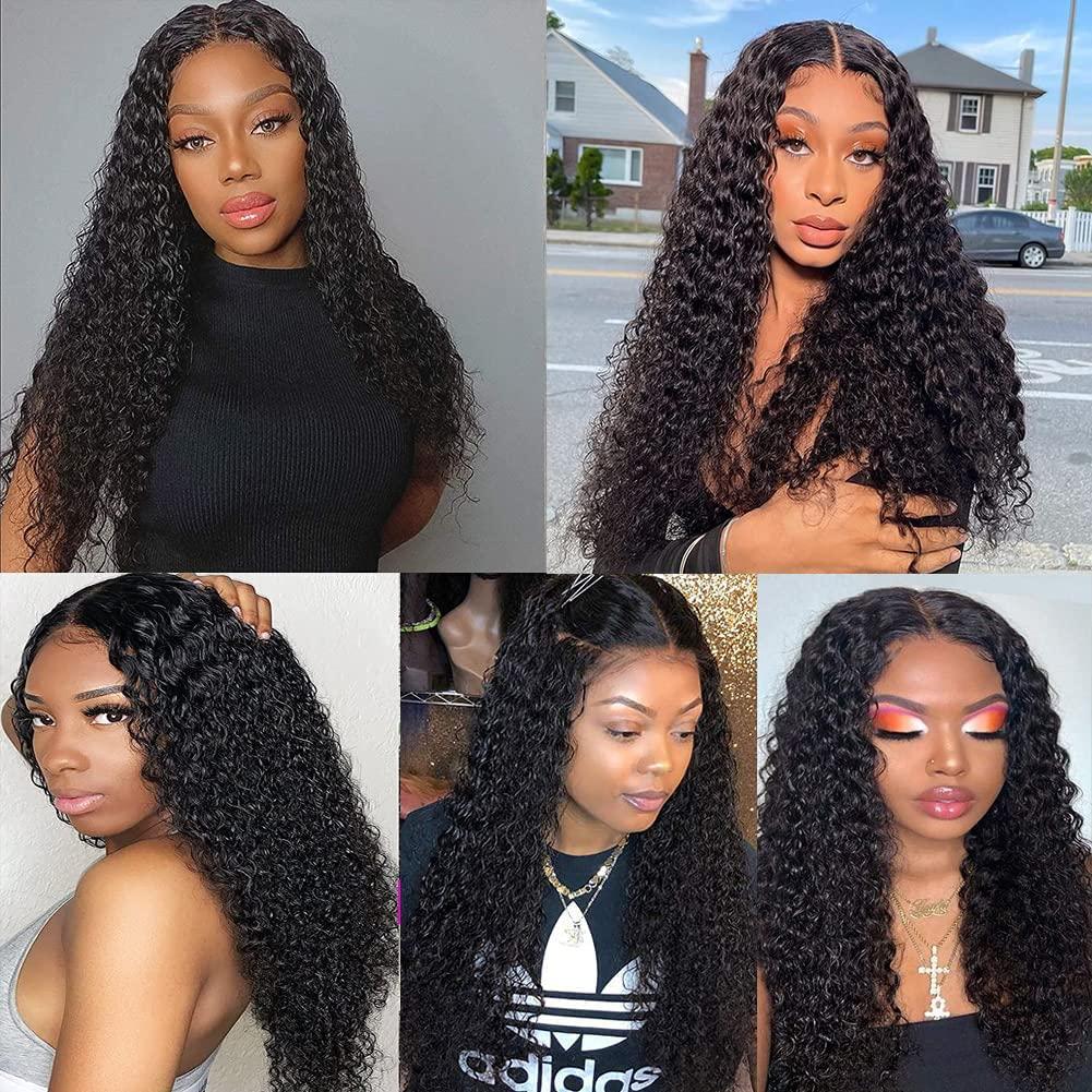 Ainmeys 26 Inch Brazilian Kinky Curly V Part Human Hair Wig for Black ...