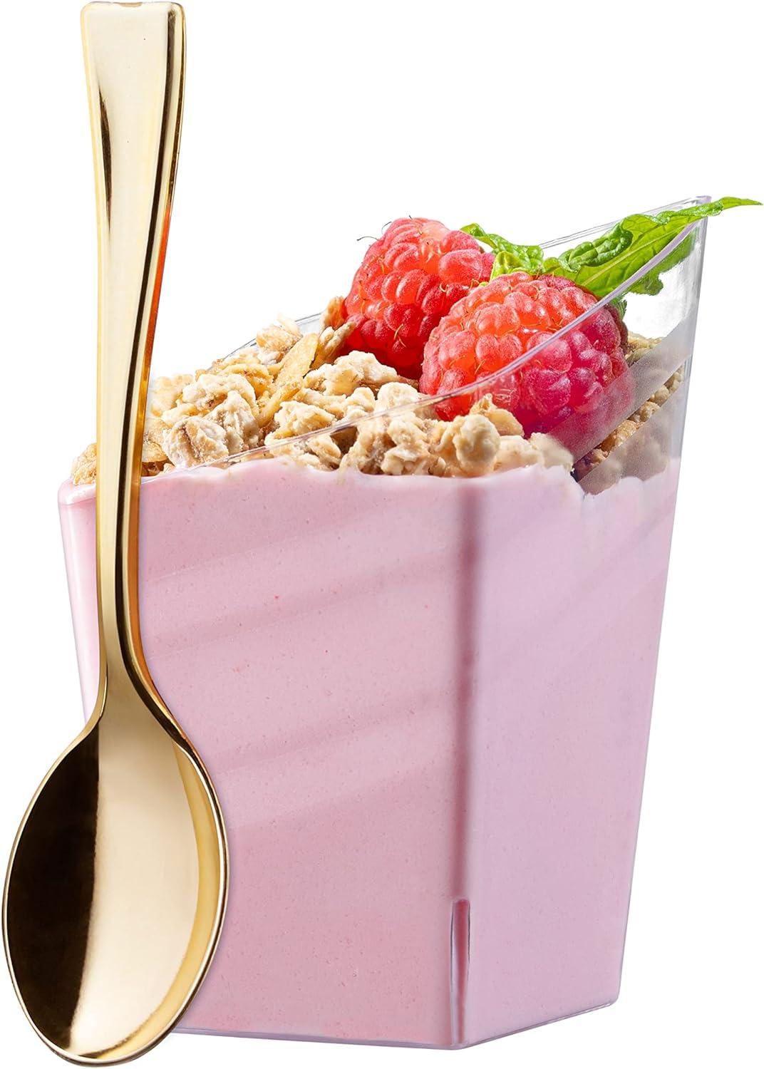 Gold Mini Spoons - 36 Count Disposable 4 inch Tiny Spoons for Desserts ...