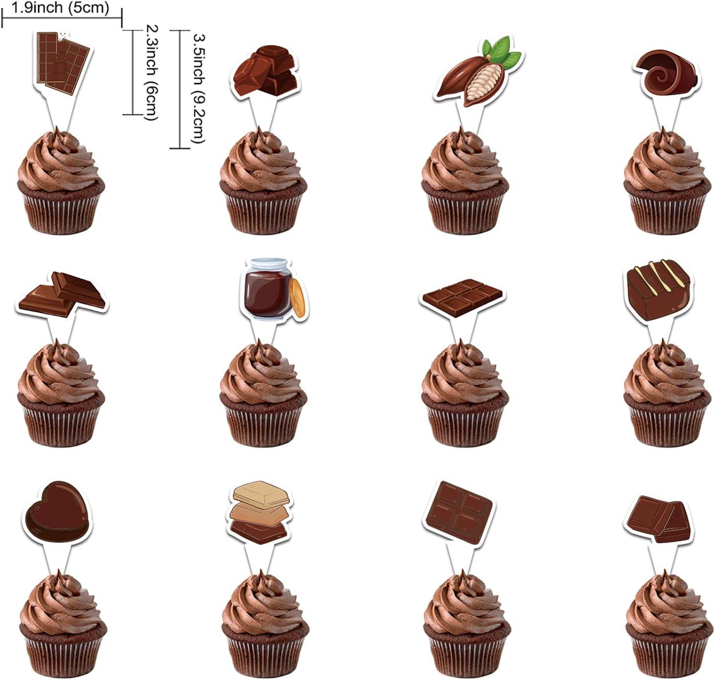 25 Pcs Chocolate Cake Decorations Chocolate Cake Topper Cupcake Toppers ...