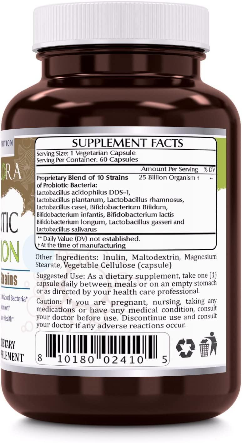 Amazing Flora Probiotic 25 Billion - 10 Strains for Digestive & Immune ...