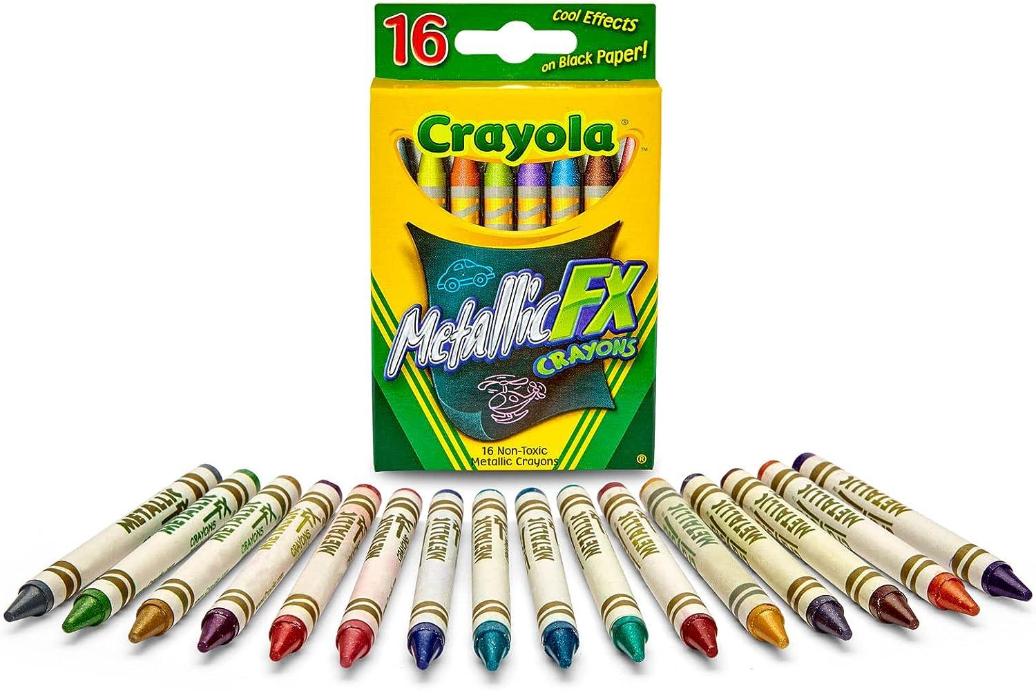 Crayola 16CT Metallic FX Crayons - Vibrant Metallic Colors for Creative ...