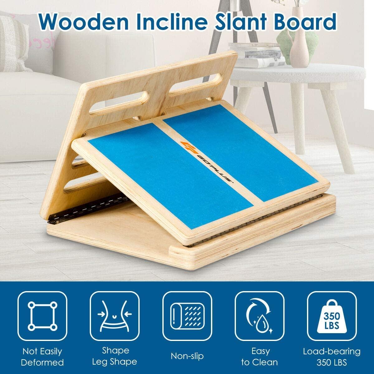 Goplus Slant Board - 4-Level Adjustable Wooden Incline Stretch Board ...