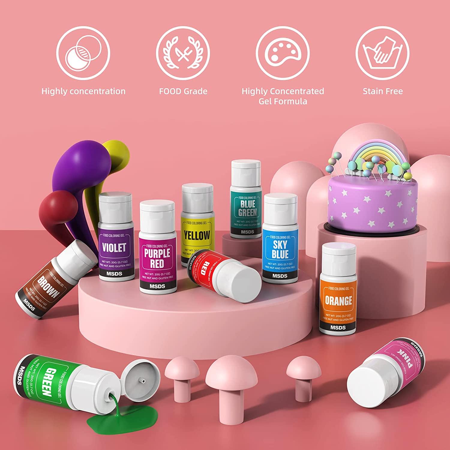 Cherrysea 12 Color Gel Food Coloring Set - Vibrant Tasteless Edible Dye ...