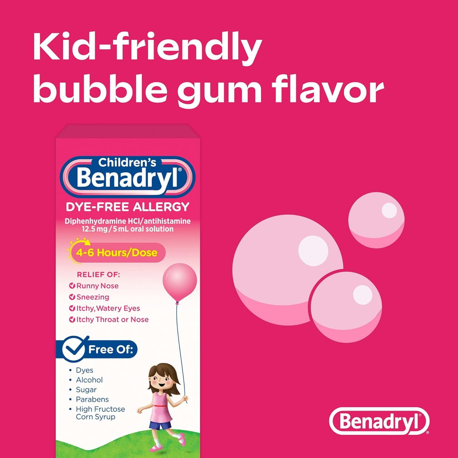 Children's Benadryl Dye-Free Allergy Liquid 4 FL OZ (118 mL) Per Bottle