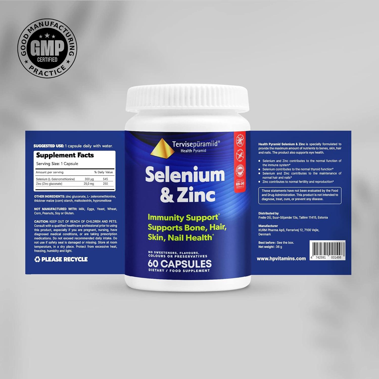 Health Pyramid Selenium & Zinc Supplement for Nail Growth, Bone, Skin ...