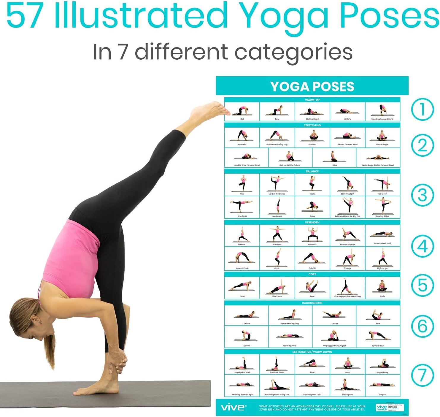 Vive Workout Posters 3 Pack - Bodyweight Yoga Stretching Exercise ...