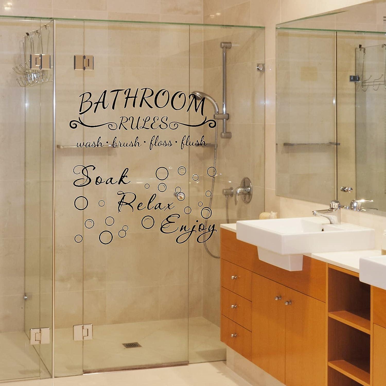 4-Piece Bathroom Wall Decals Sticker Set - Toilet Rules, Soak Relax ...