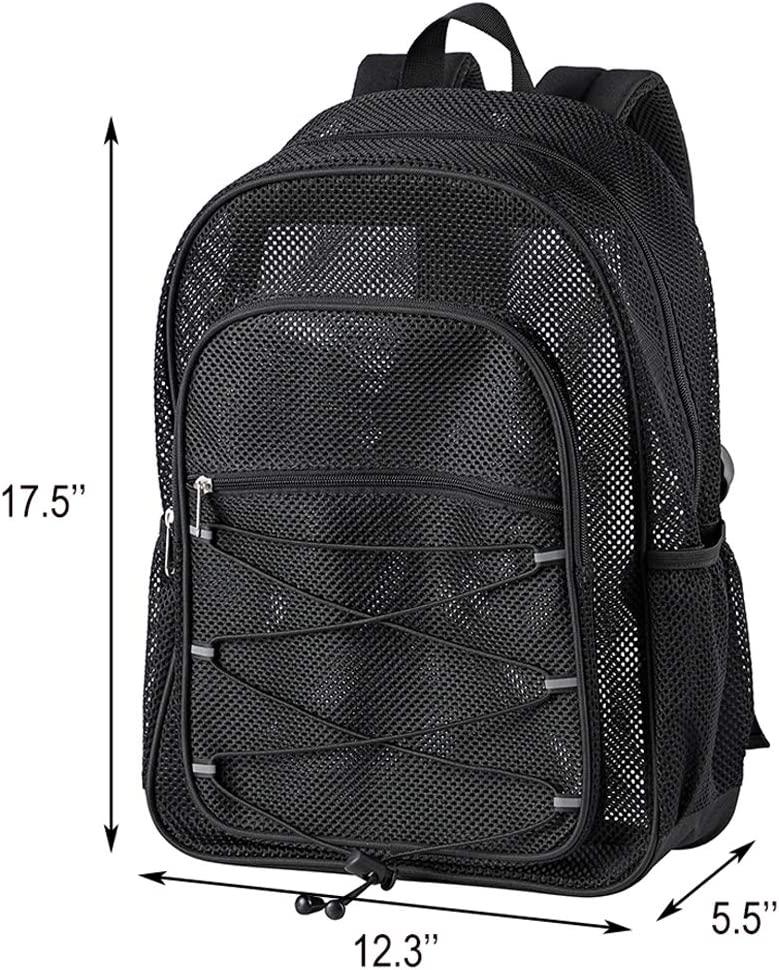 Heavy Duty Mesh Backpack - Semi-Transparent College Student Bookbag ...