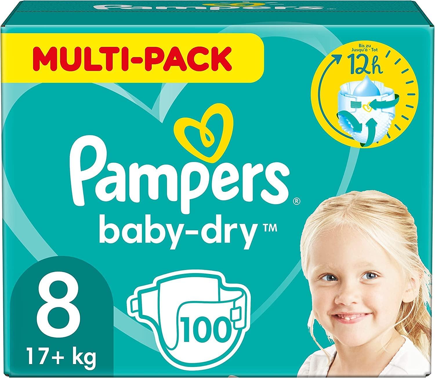 Pampers Diapers Size 8 (17kg+) Baby-Dry - Extra Large (100 Pack ...