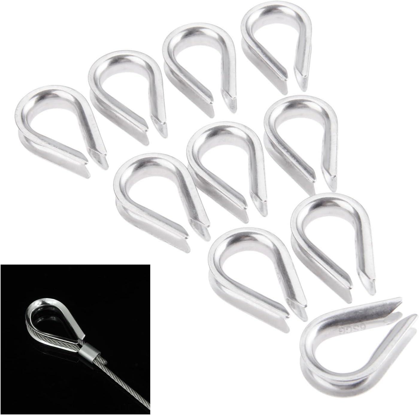 Mtsooning 10PCS Stainless Steel Rope Thimble Rigging Wire Chain Clamp ...