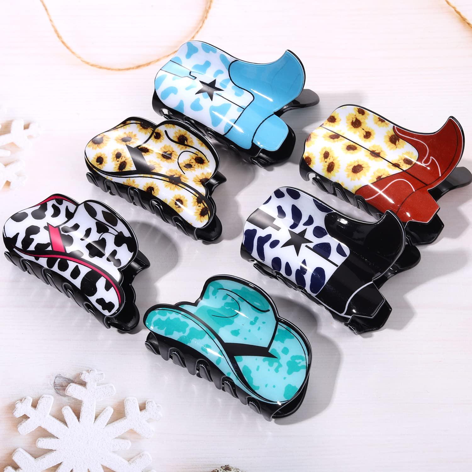 Vokone Western Cowboy Hair Claw Clips 6 Pack - Leopard Star Cowgirl ...