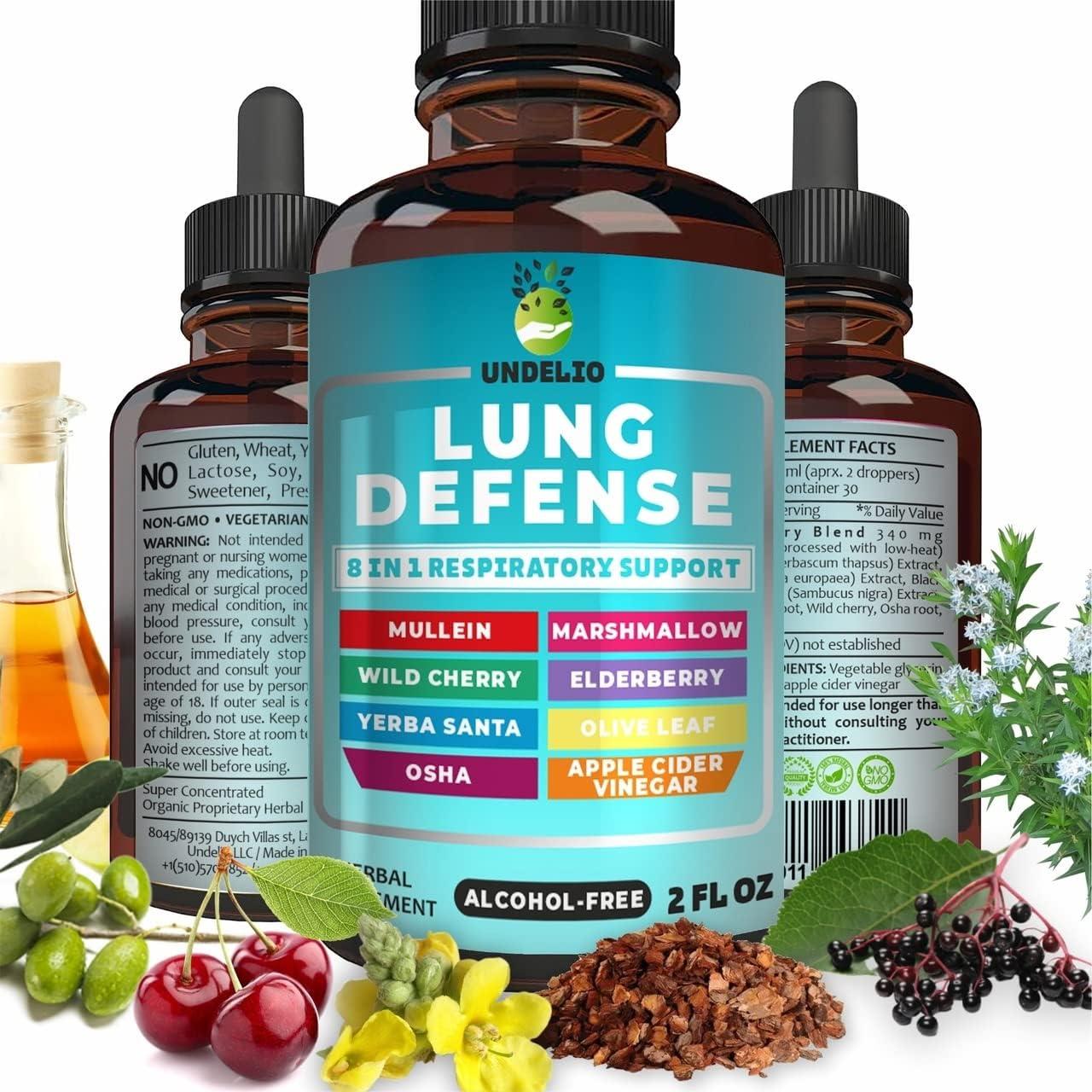 LUNG DEFENSE Herbal Extract - 8-in-1 Blend for Lung Cleanse & Immune ...