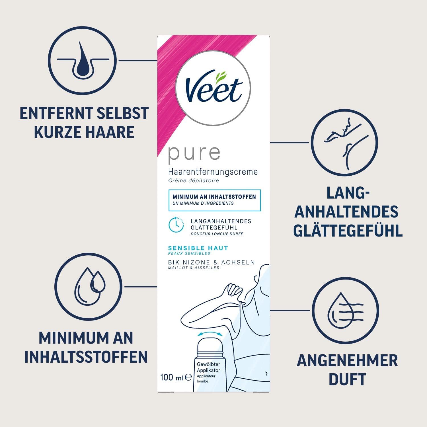 Veet Pure Hair Removal Cream for Sensitive Skin - 100ml Tube with ...