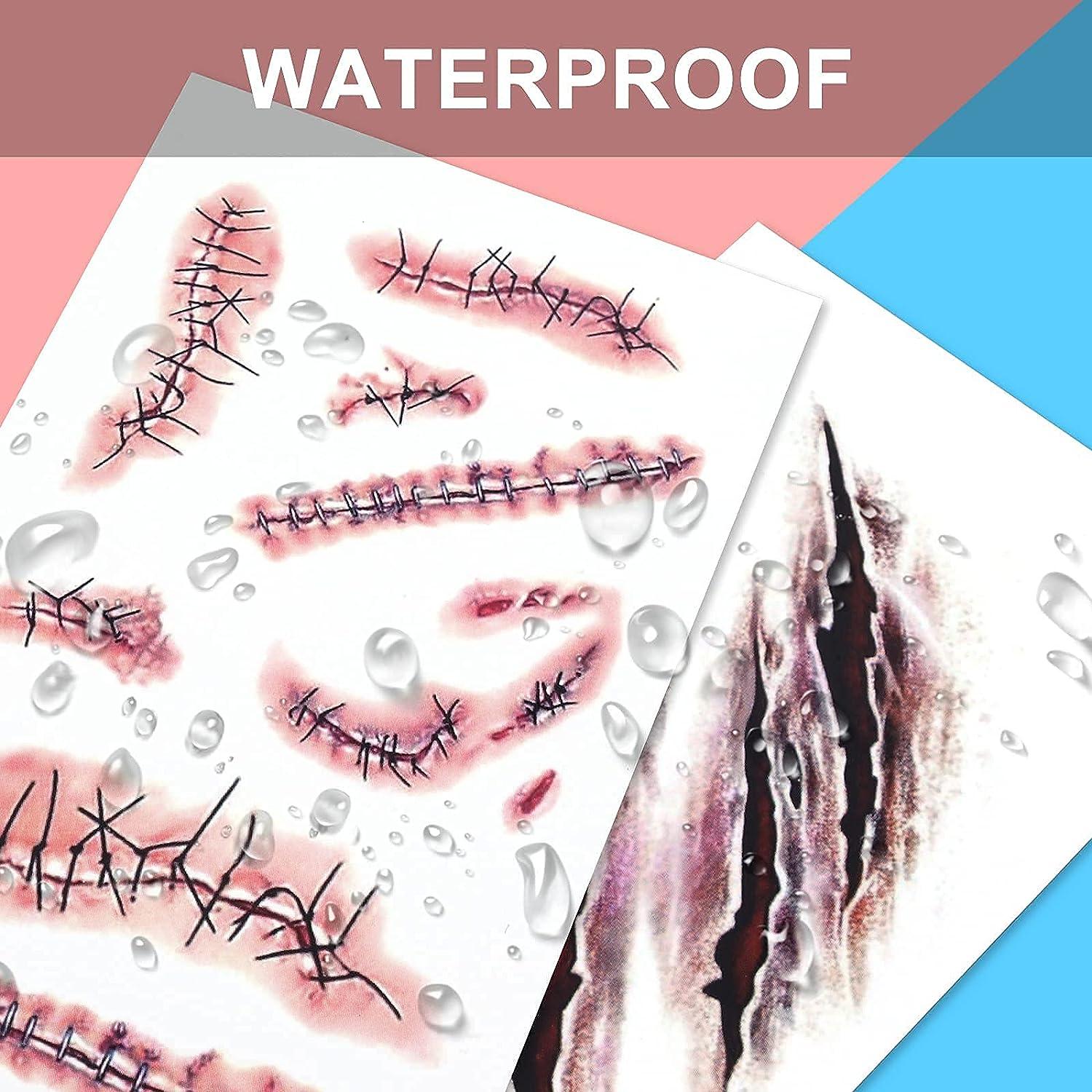 Molain 10pc Temporary Tattoo Stickers - Horror Bloody Wound Stitch Scar ...