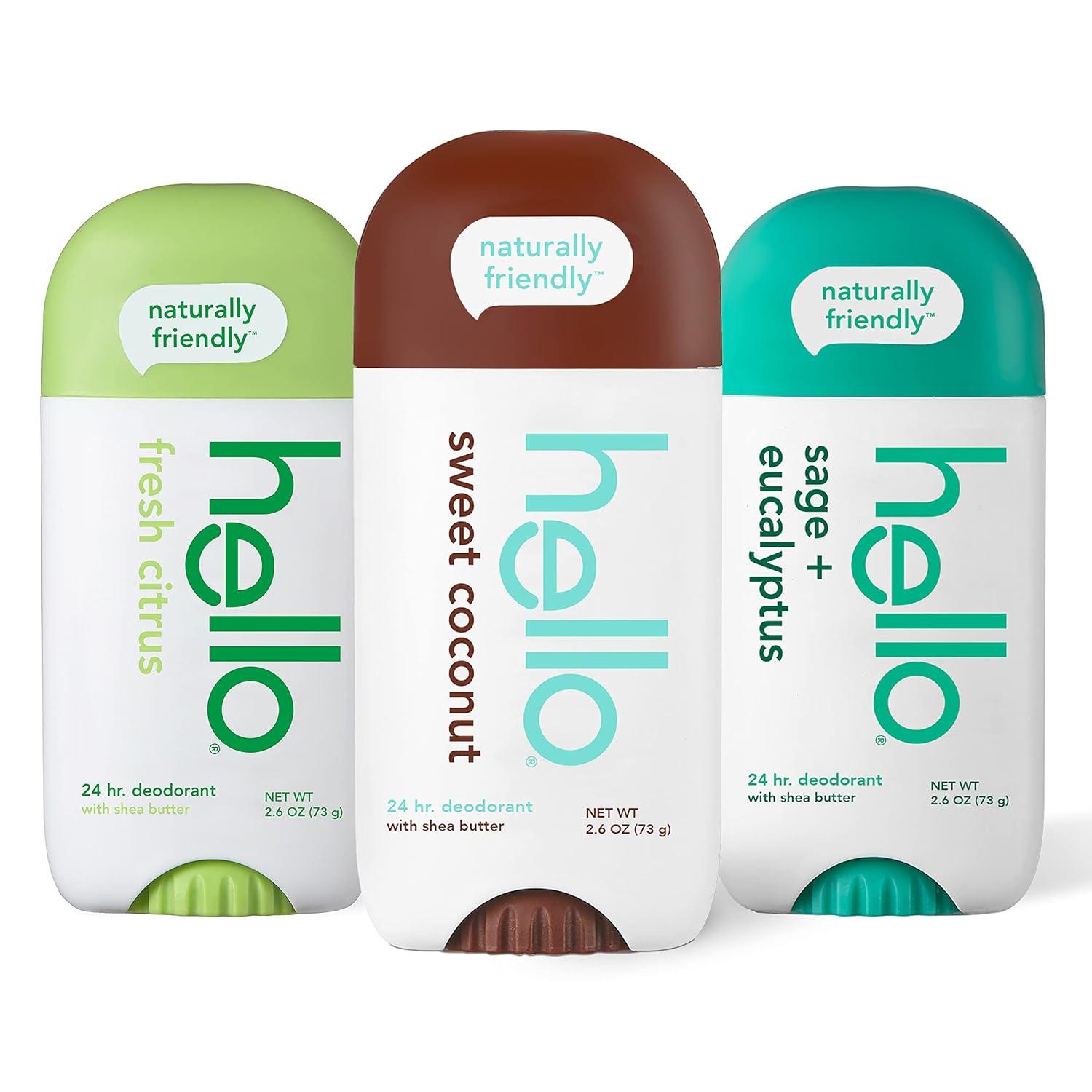 hello Deodorant Variety Pack (Sweet Coconut Fresh Citrus White Sage ...