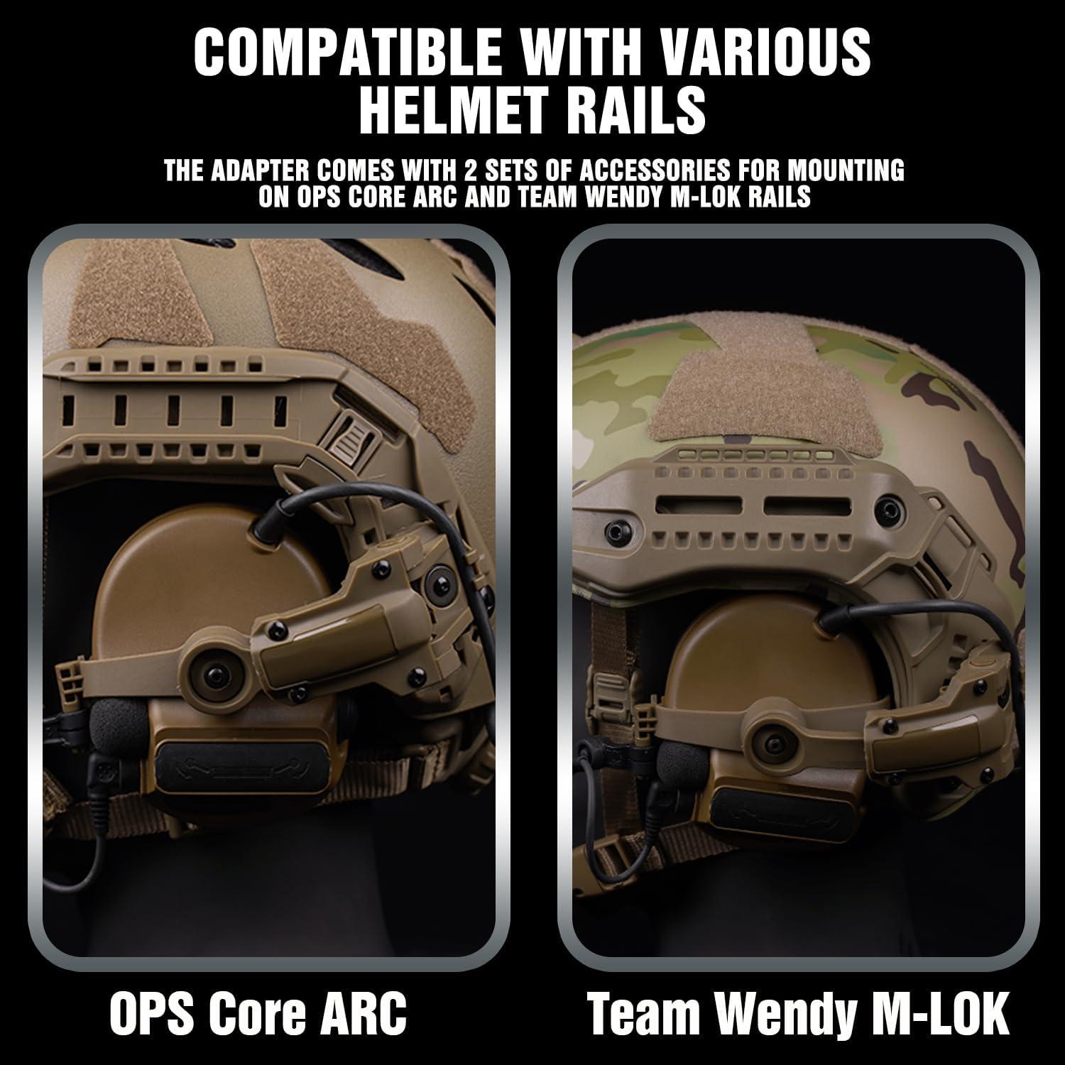 Quick Helmet Arc Rail Adapter for Comtac3 Tactical Headset | Multi ...