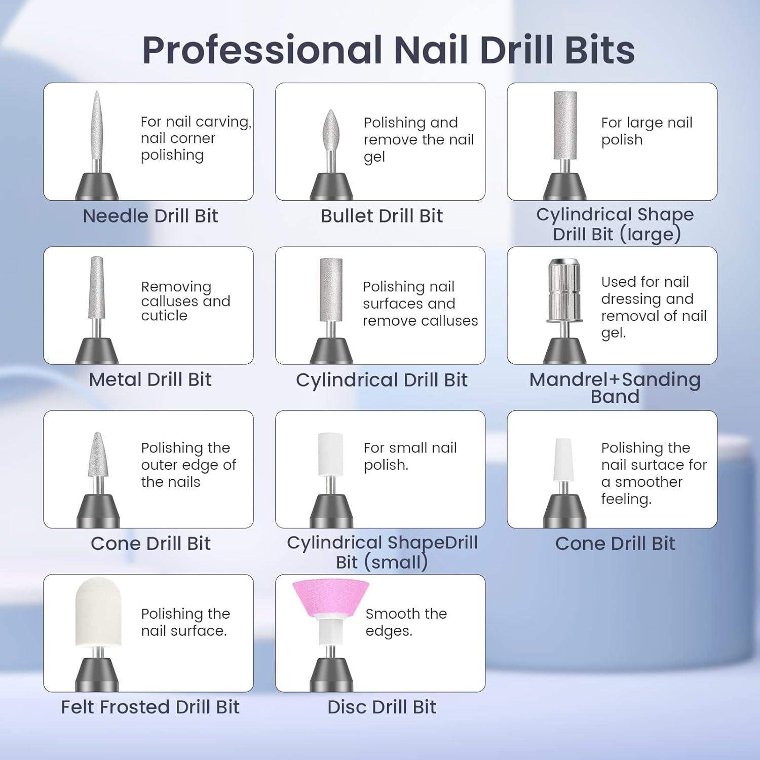 Professional Electric Nail File Set | Low Vibration 20000 RPM ...