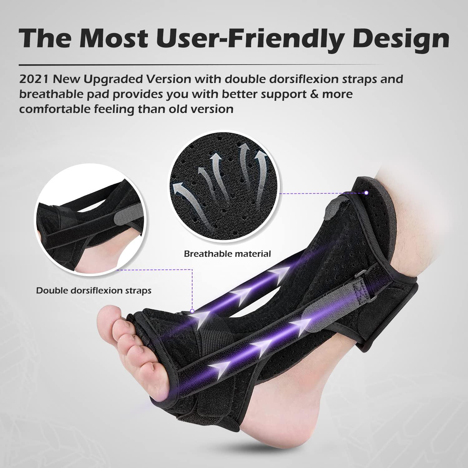 Plantar Fasciitis Night Splint - 2021 Upgraded Brace for Pain Relief | Ankle Support for ...