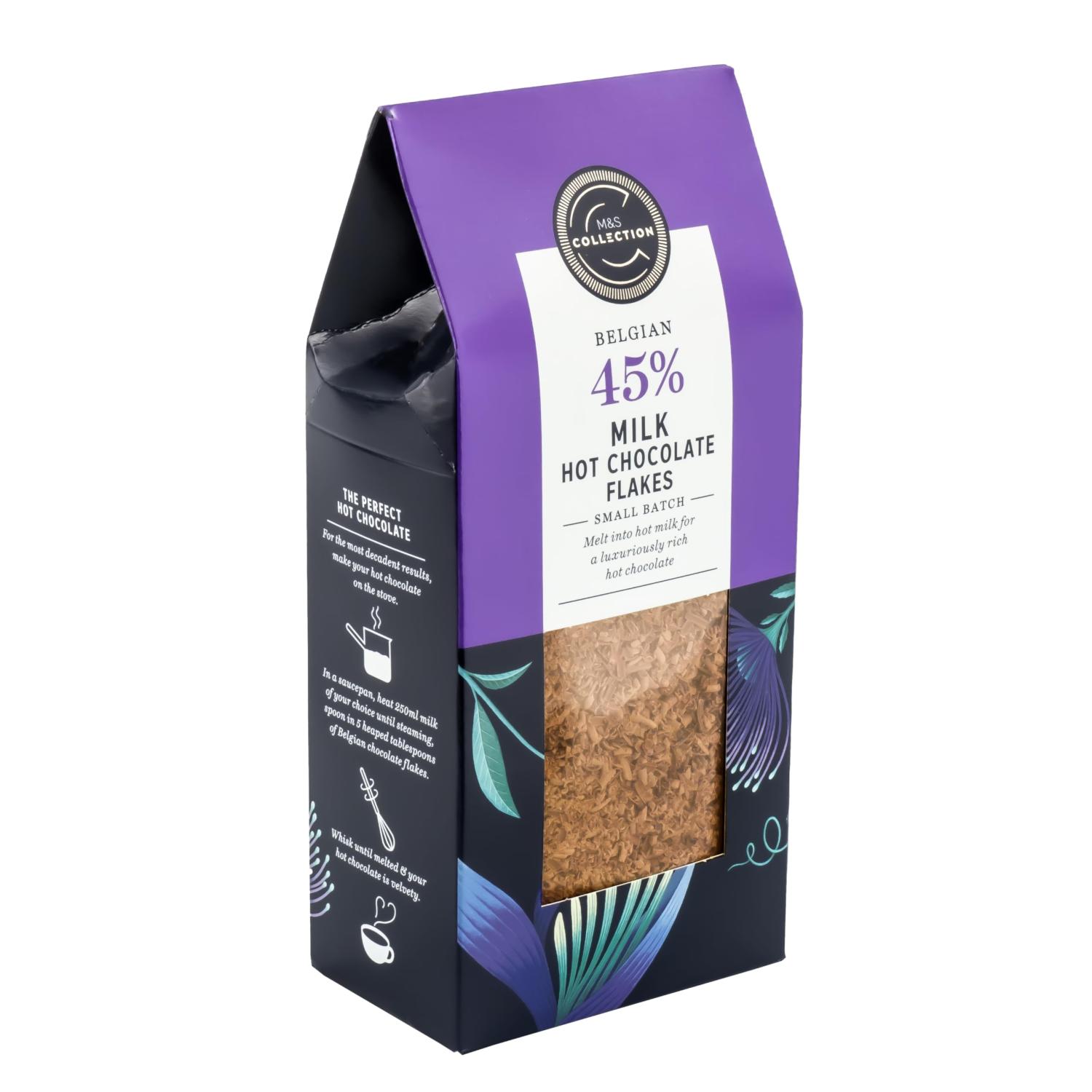 M&S 45% Belgian Milk Hot Chocolate Flakes Silky Smooth & Creamy Small ...