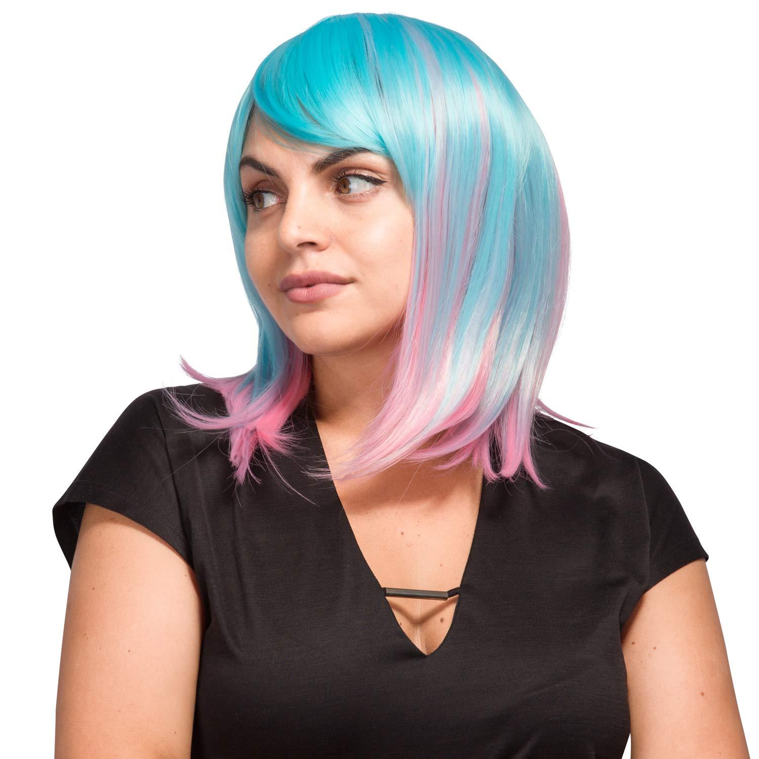 AGPTEK Multi-Color Ombre Short Bob Wig | Shoulder Length Hair Extension ...