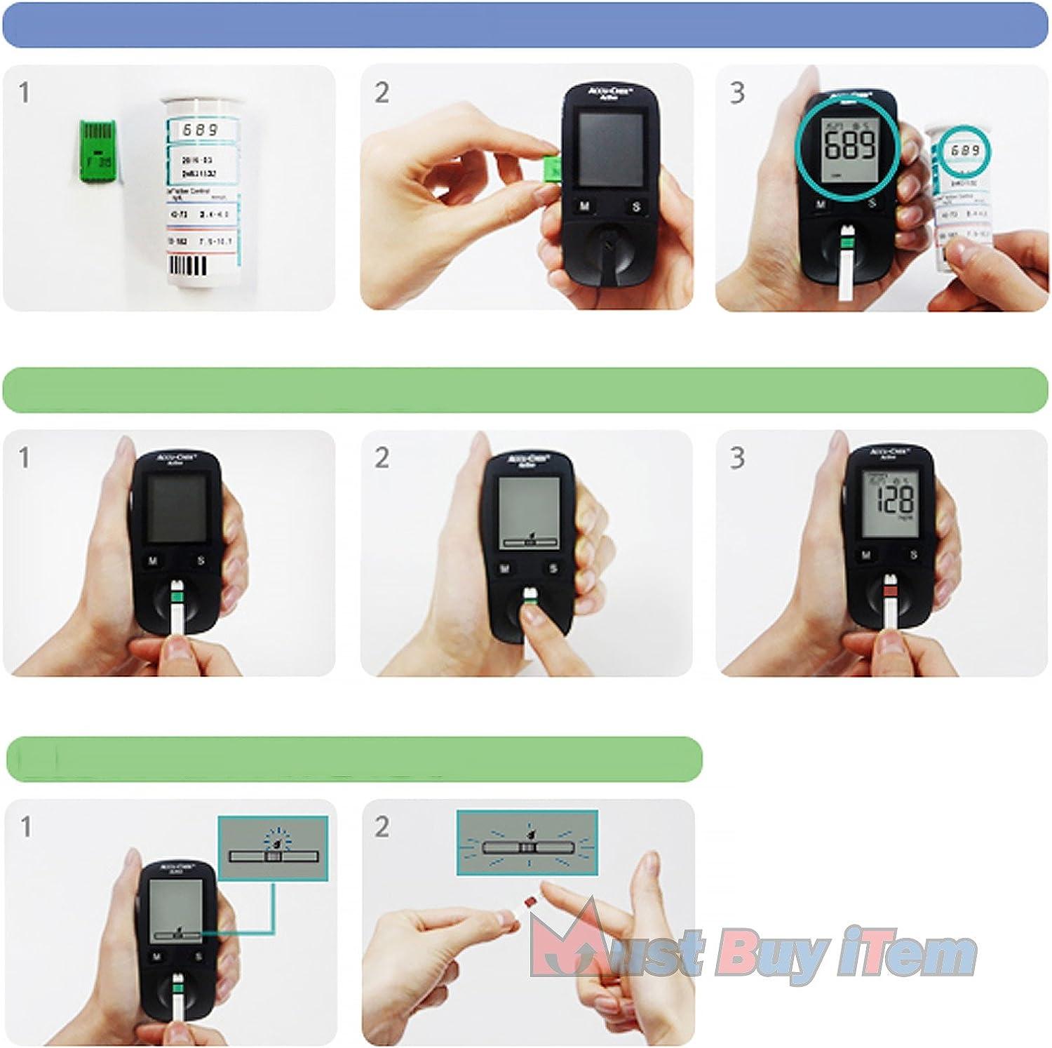 Roche Accu-Chek Active Blood Glucose Meter + 50 Test Strips | 1 Box ...