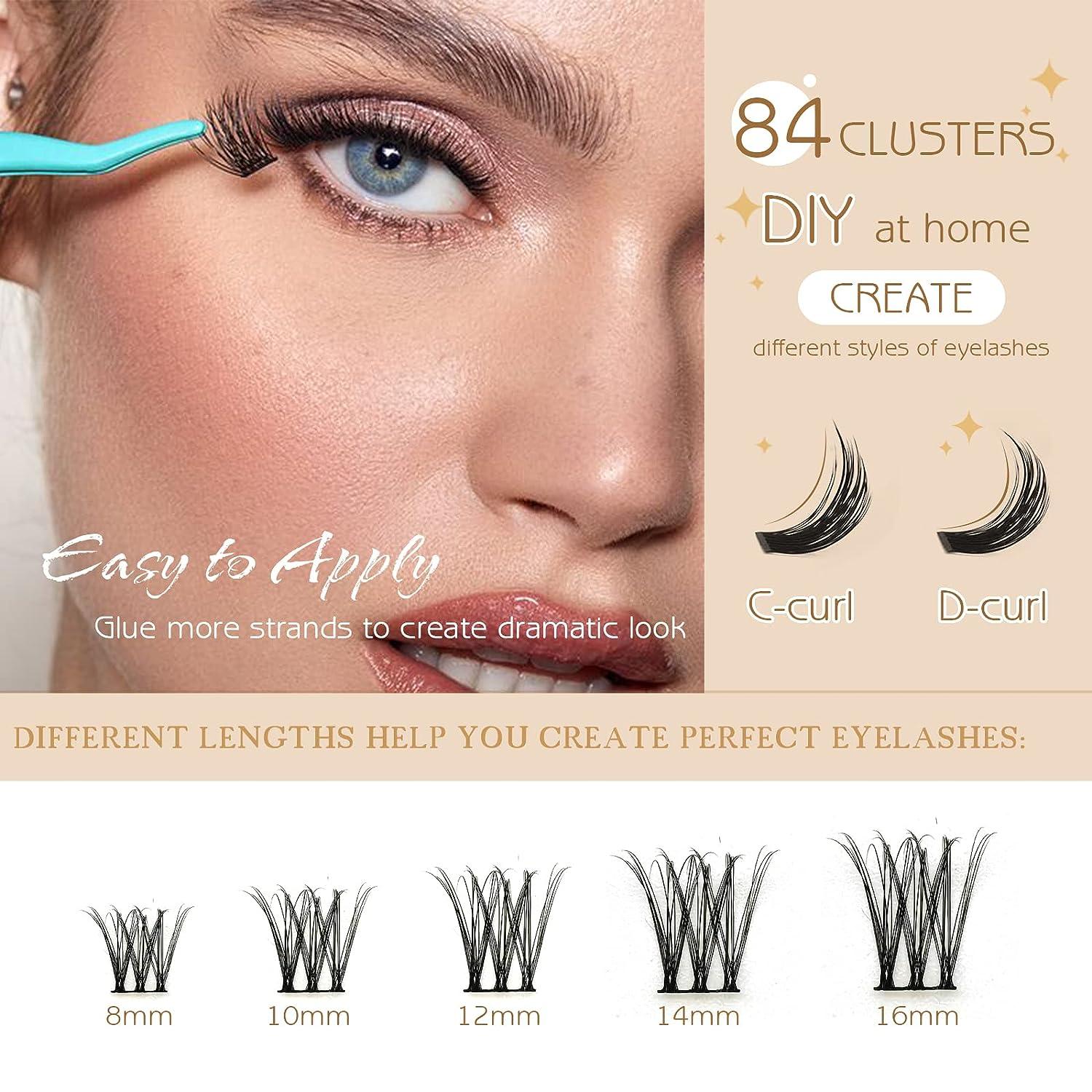 84 Pcs Cluster Lash Extensions for Natural Wispy Look - Thin Band ...