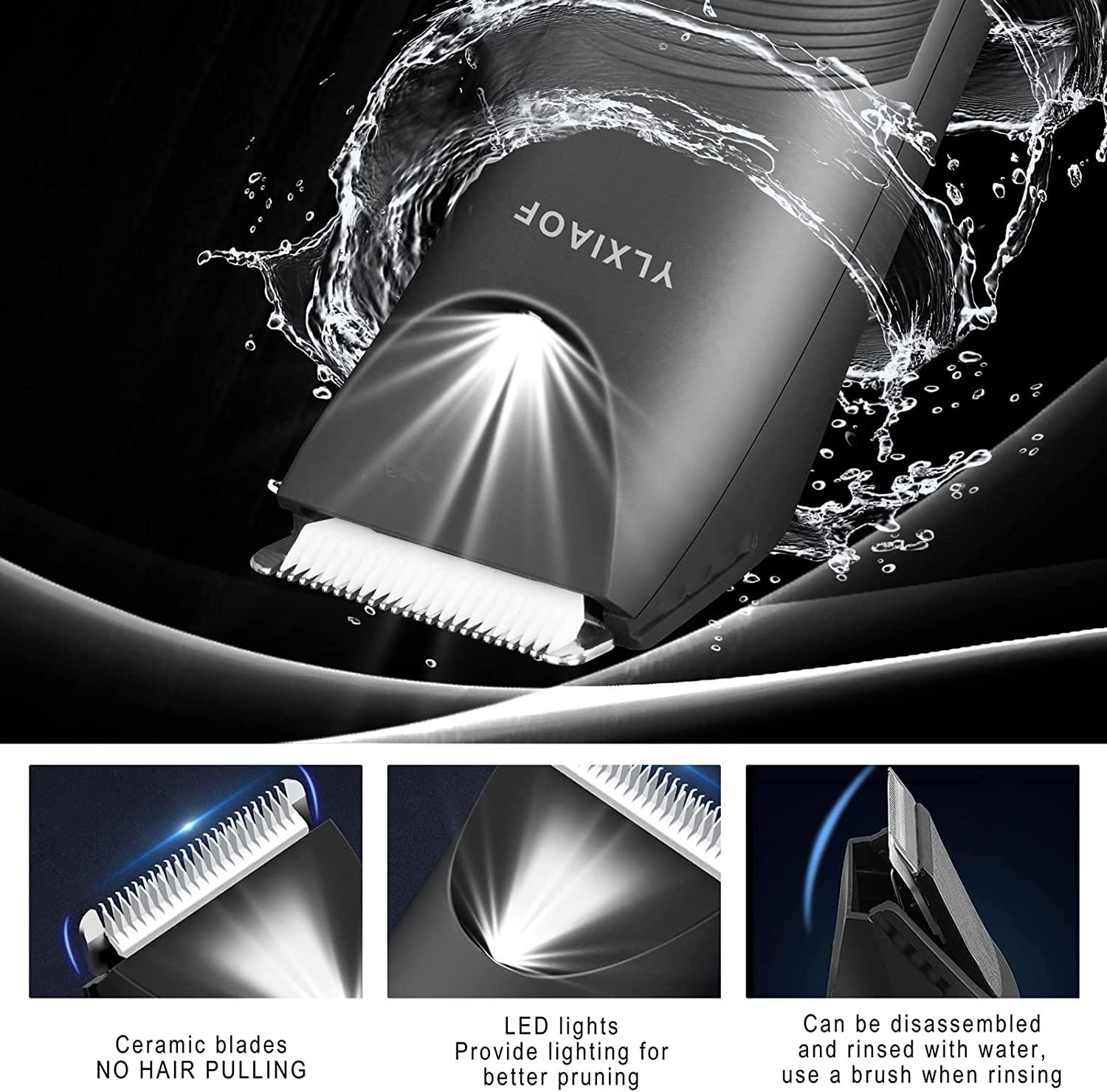 Men's Body Hair Trimmer and Ball Shaver - Electric Groomer with LED ...