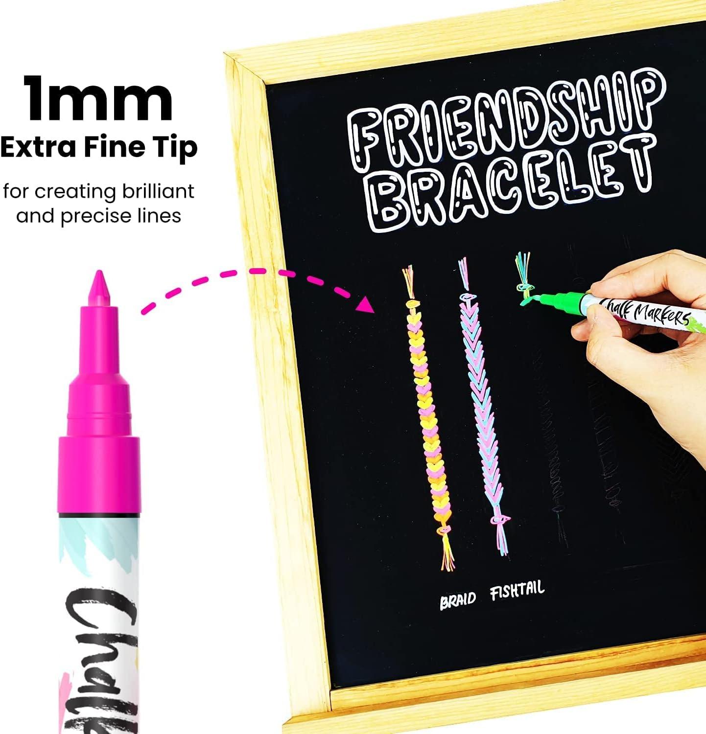 Chalkboard Chalk Markers 10 Pack 1mm Extra Fine Tip Neon Color Pens ...