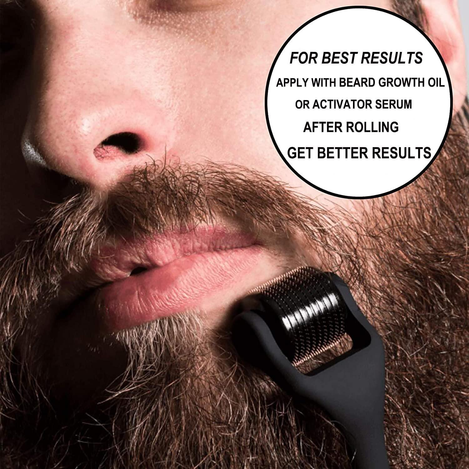 Angel Kiss Titanium Beard Derma Roller for Men - Microneedling Roller for Patchy Hair Growth ...